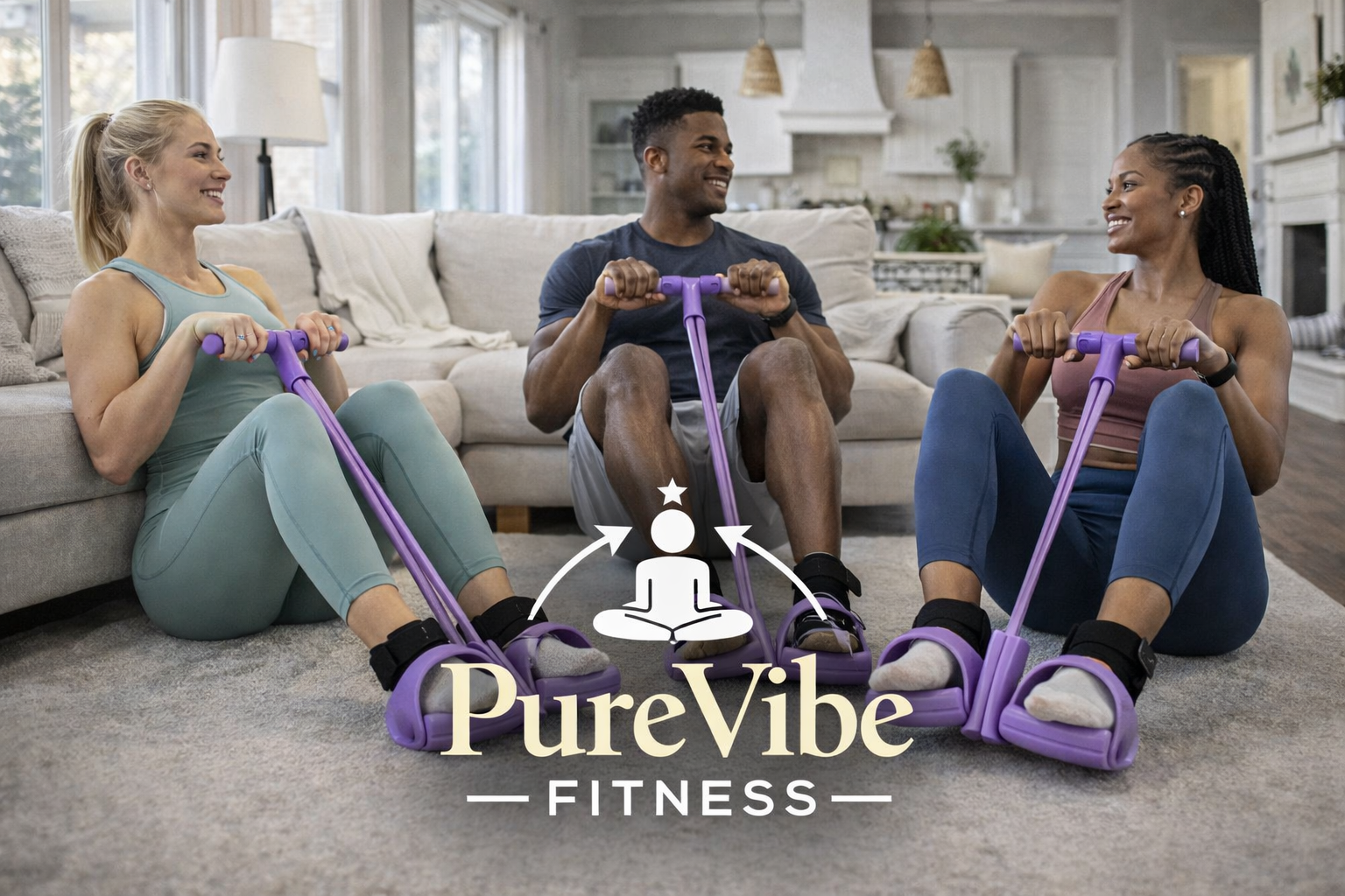 Pure Vibe Fitness Adjustable Resistance Band Set (4-6 Levels) Full Bod